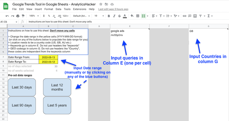 Tool for Exporting Google Trends into Google Sheets - AnalyticsHacker