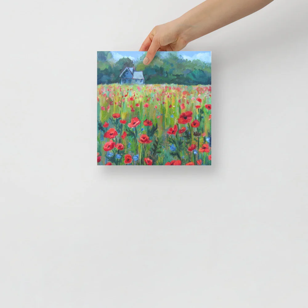 Poppy Field Acrylic Landscape Poster Print — Dabblebag- The Art of Anna ...