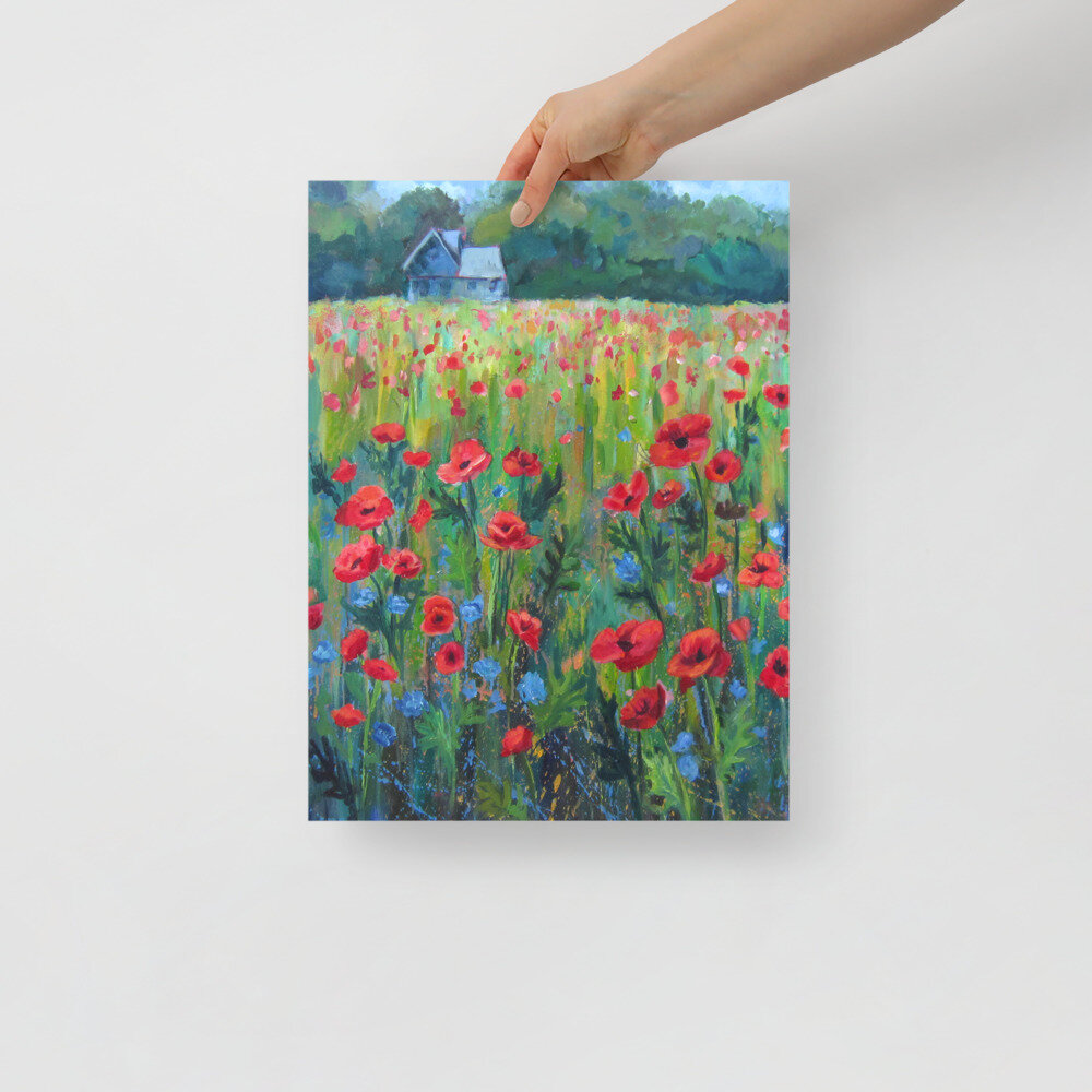 Poppy Field Acrylic Landscape Poster Print — Dabblebag- The Art of Anna ...