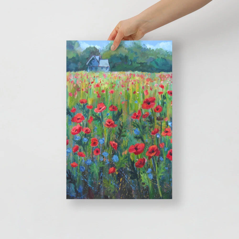 Poppy Field Acrylic Landscape Poster Print — Dabblebag- The Art of Anna ...
