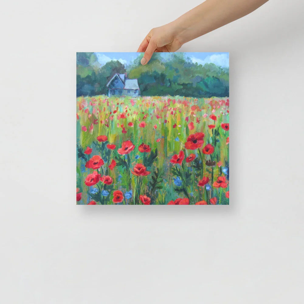 Poppy Field Acrylic Landscape Poster Print — Dabblebag- The Art of Anna ...