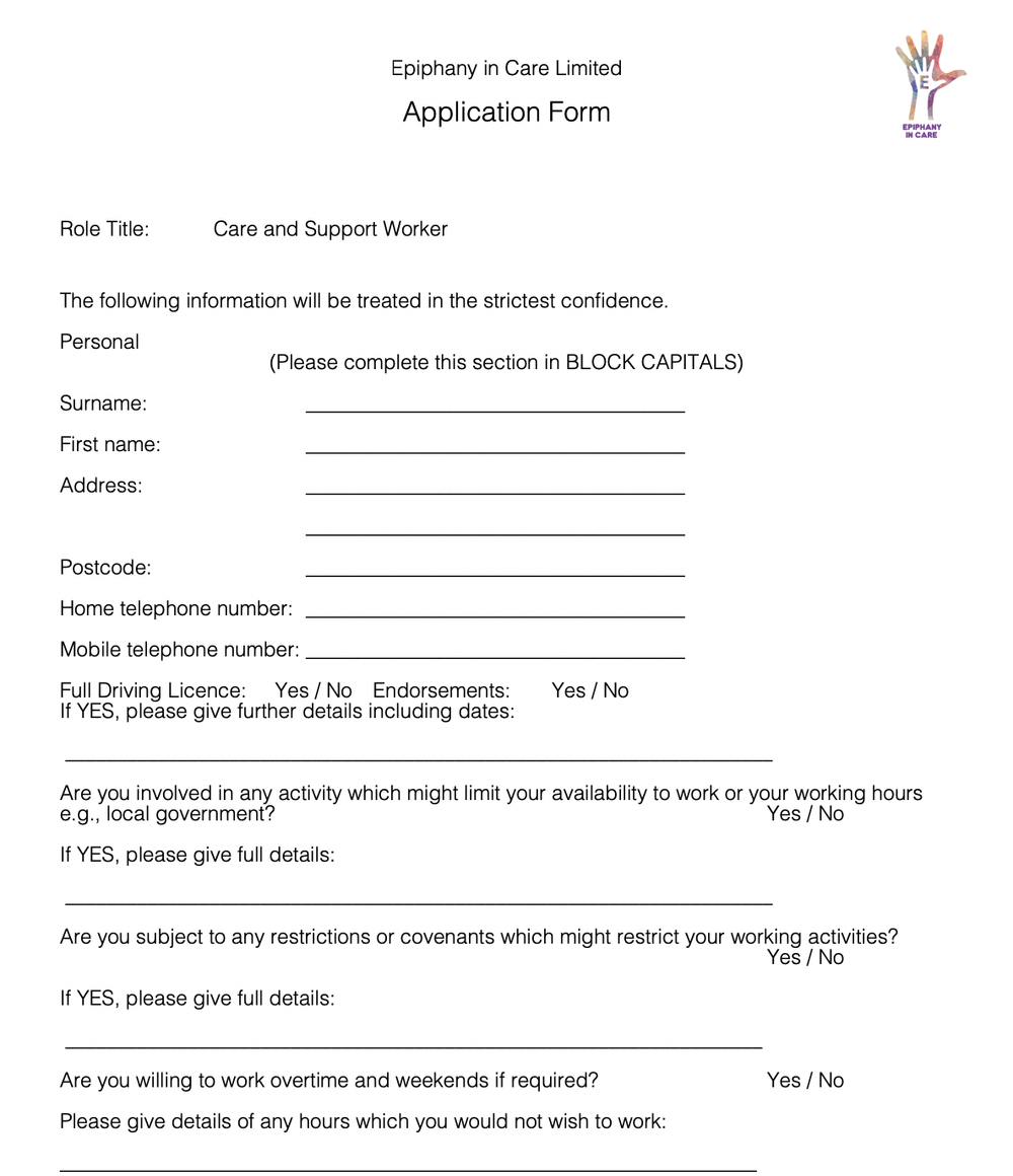 Support Worker — Epiphany in Care