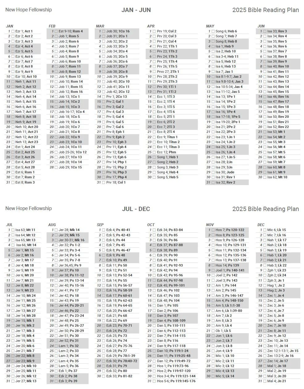 2025 Bible Reading Plan: Mississauga — New Hope Fellowship