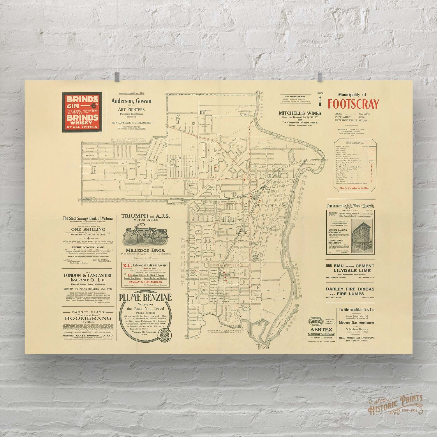 Footscray — Shop ready to hang Historic Framed Prints, Maps and Plans ...