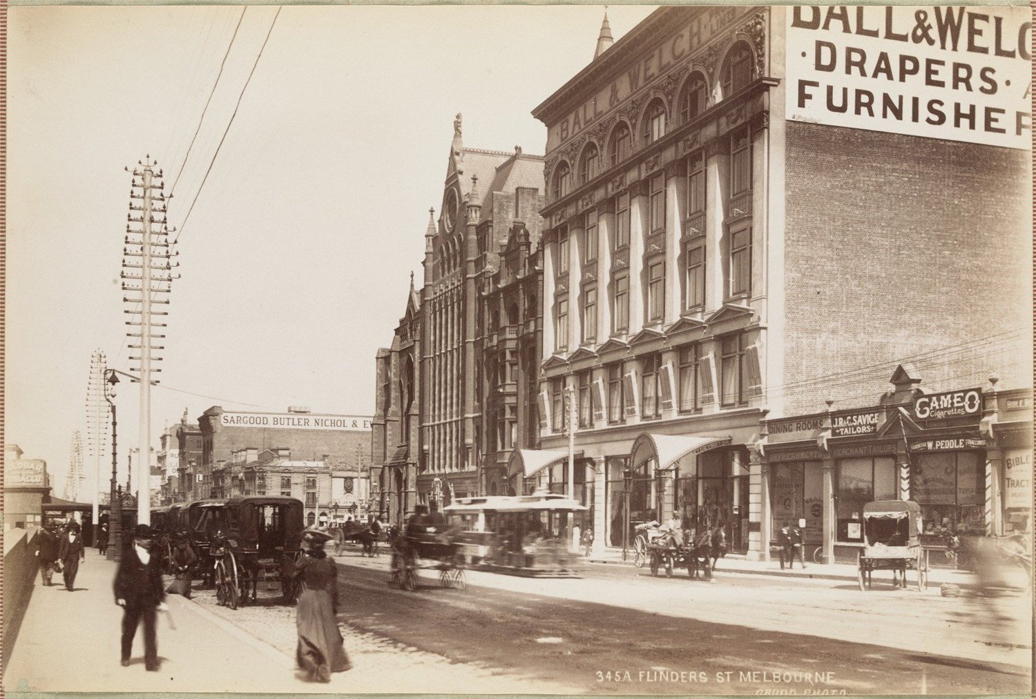 Flinders St & Russell Street Melbourne Unrestored — Historic Prints ...