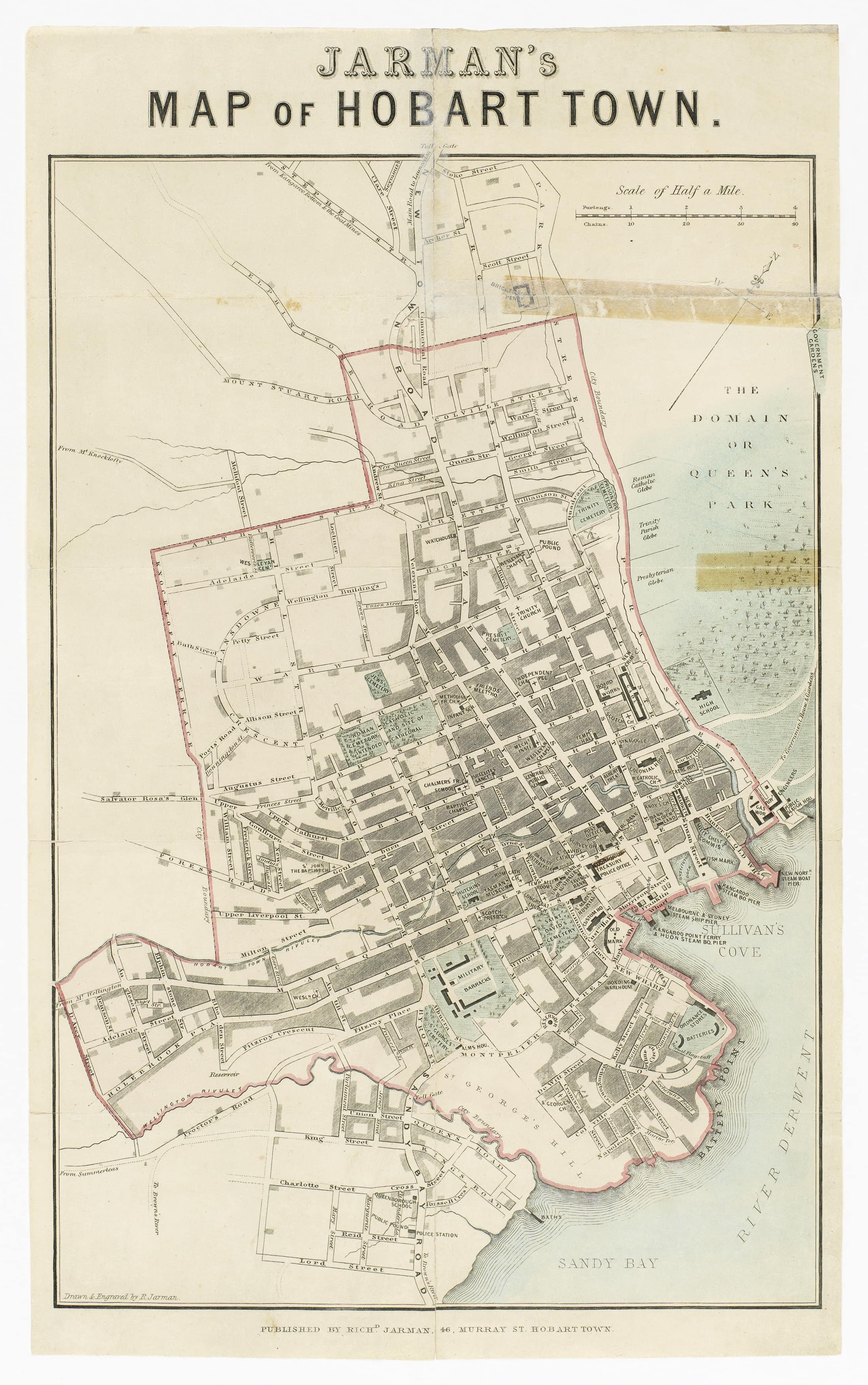 Hobart Town Tasmania Photos and Maps Unrestored — Historic Prints ...