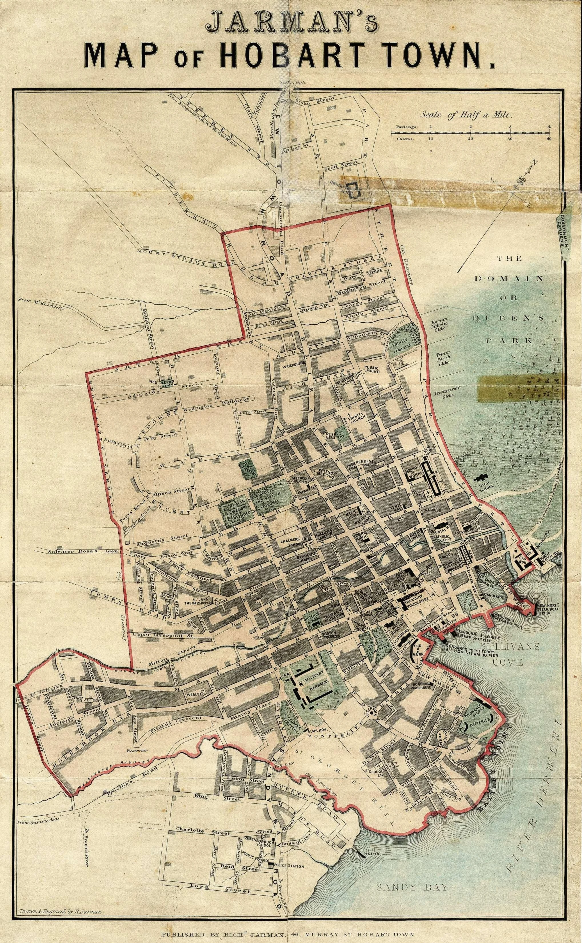 Hobart Town Tasmania Photos and Maps Unrestored — Historic Prints ...