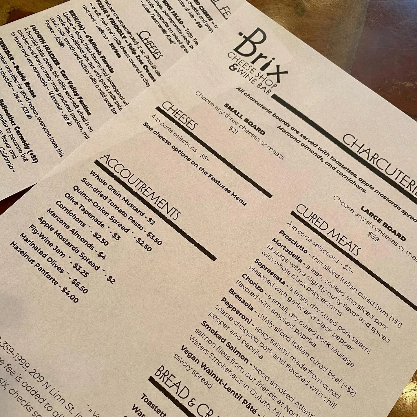 Menu — Brix Cheese Shop & Wine Bar