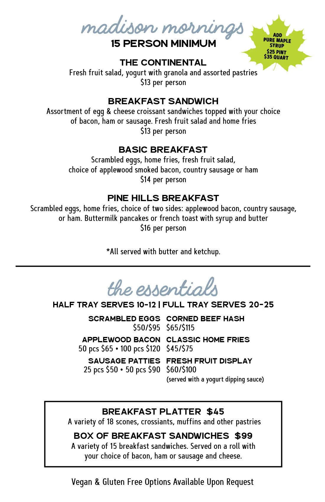 Cafe Madison Catering — BMT Catering