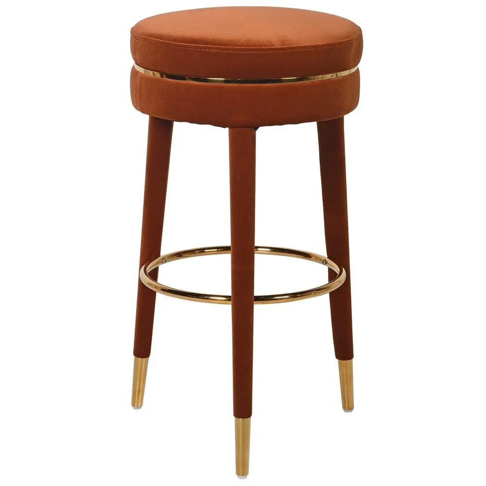 Beige linen mix fabric stool — EATON&BORU