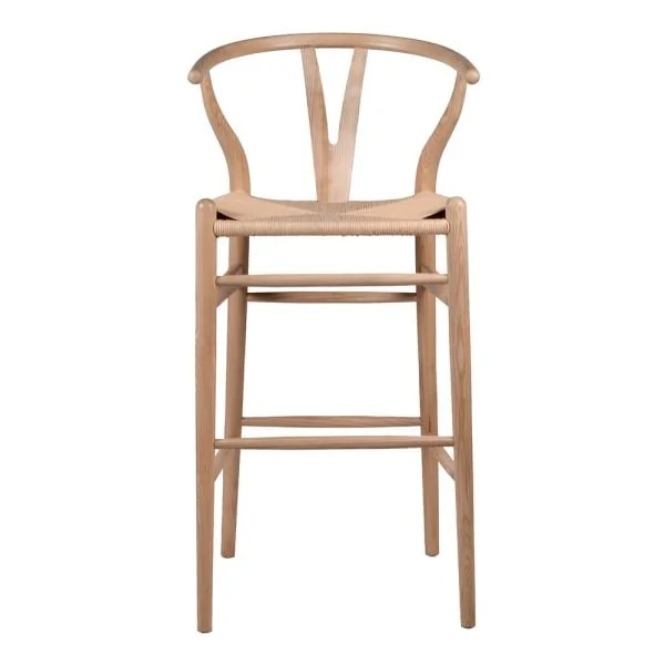 Stylish curved bar stool with brass finish trim | Eaton and Boru