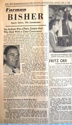 1951 Atlanta Constitution — Shoeless Joe Jackson Museum