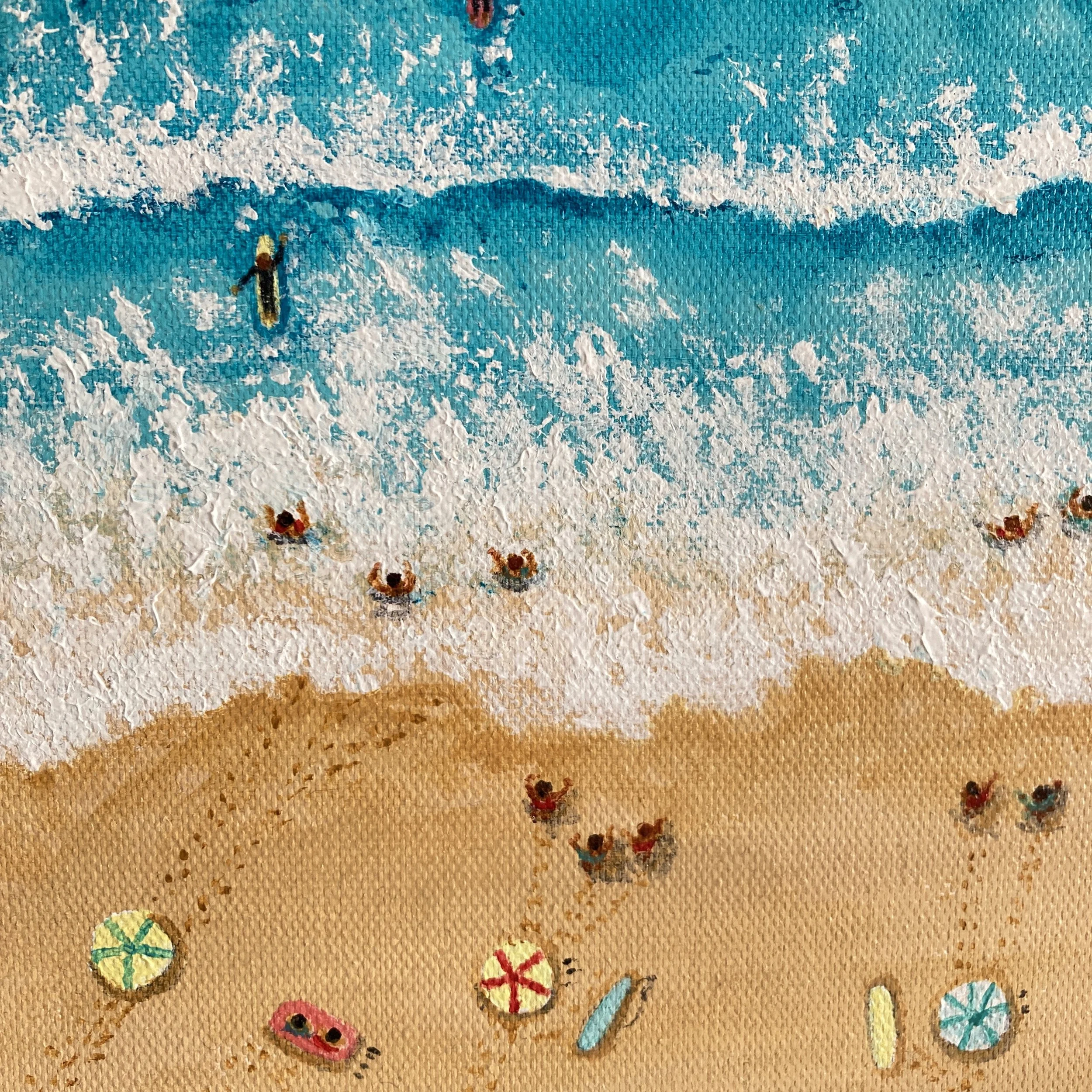 'Beach Days', Original Aerial Seascape Painting — Joy Clifton