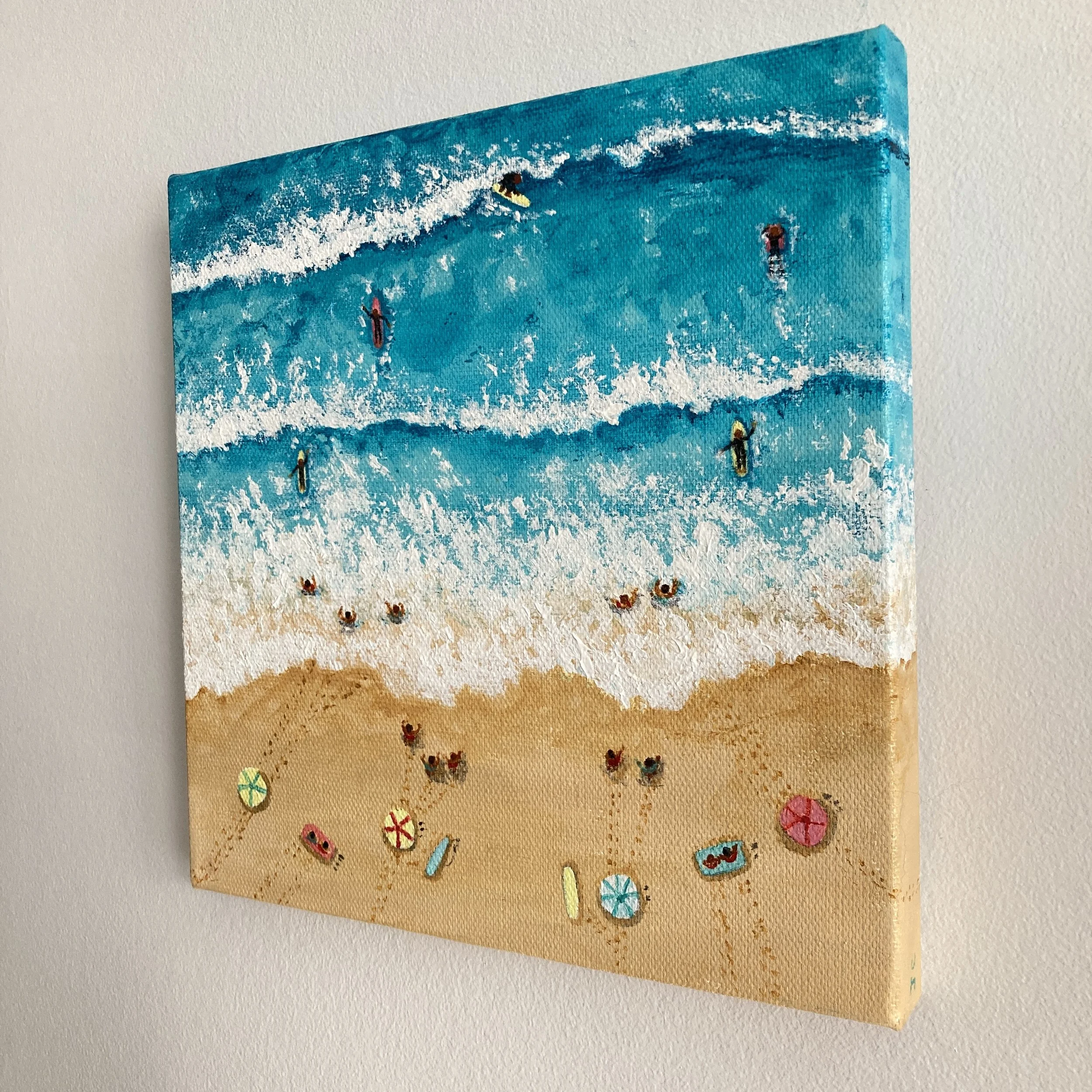 'Beach Days', Original Aerial Seascape Painting — Joy Clifton