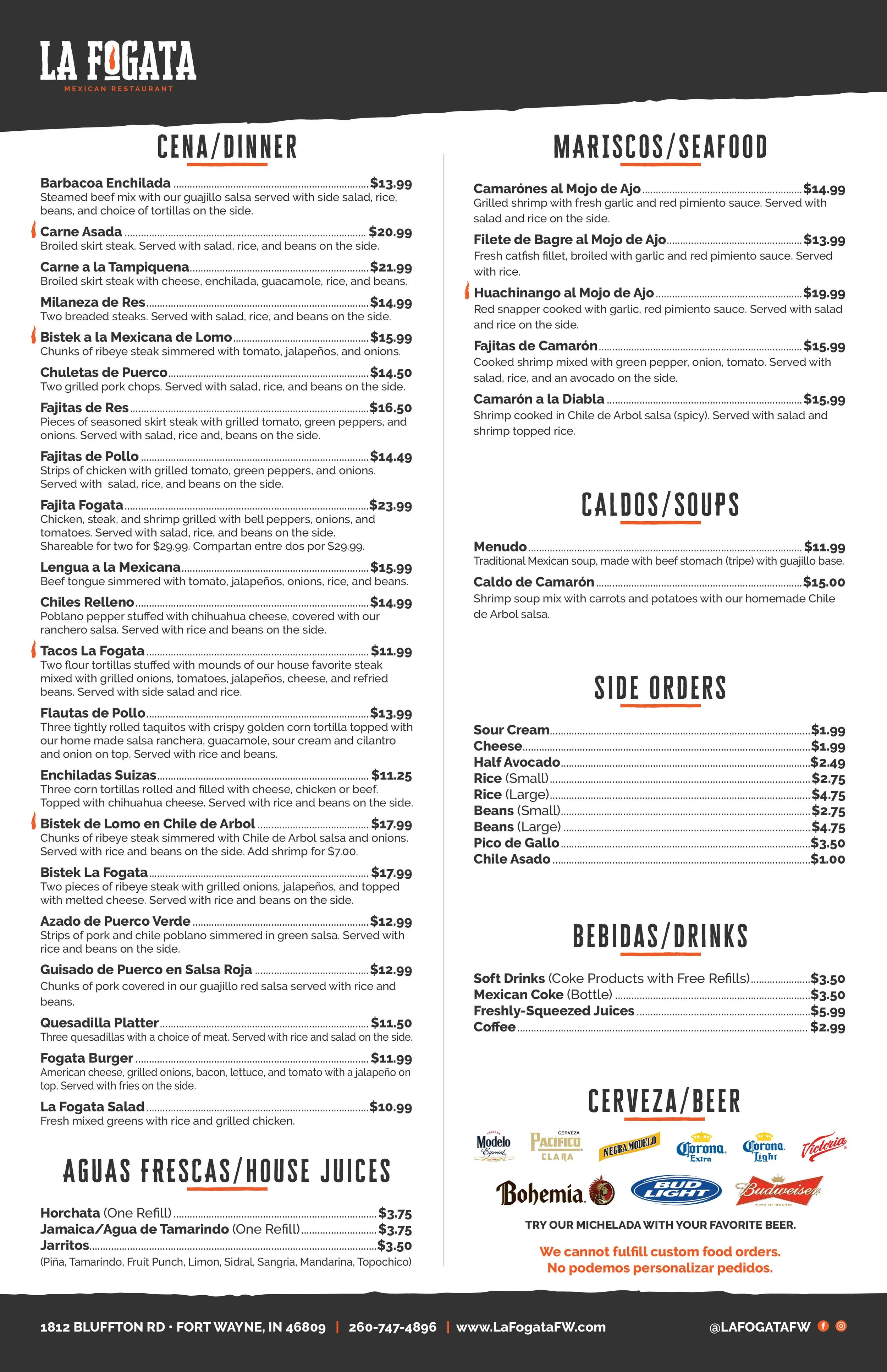 Menu — La Fogata