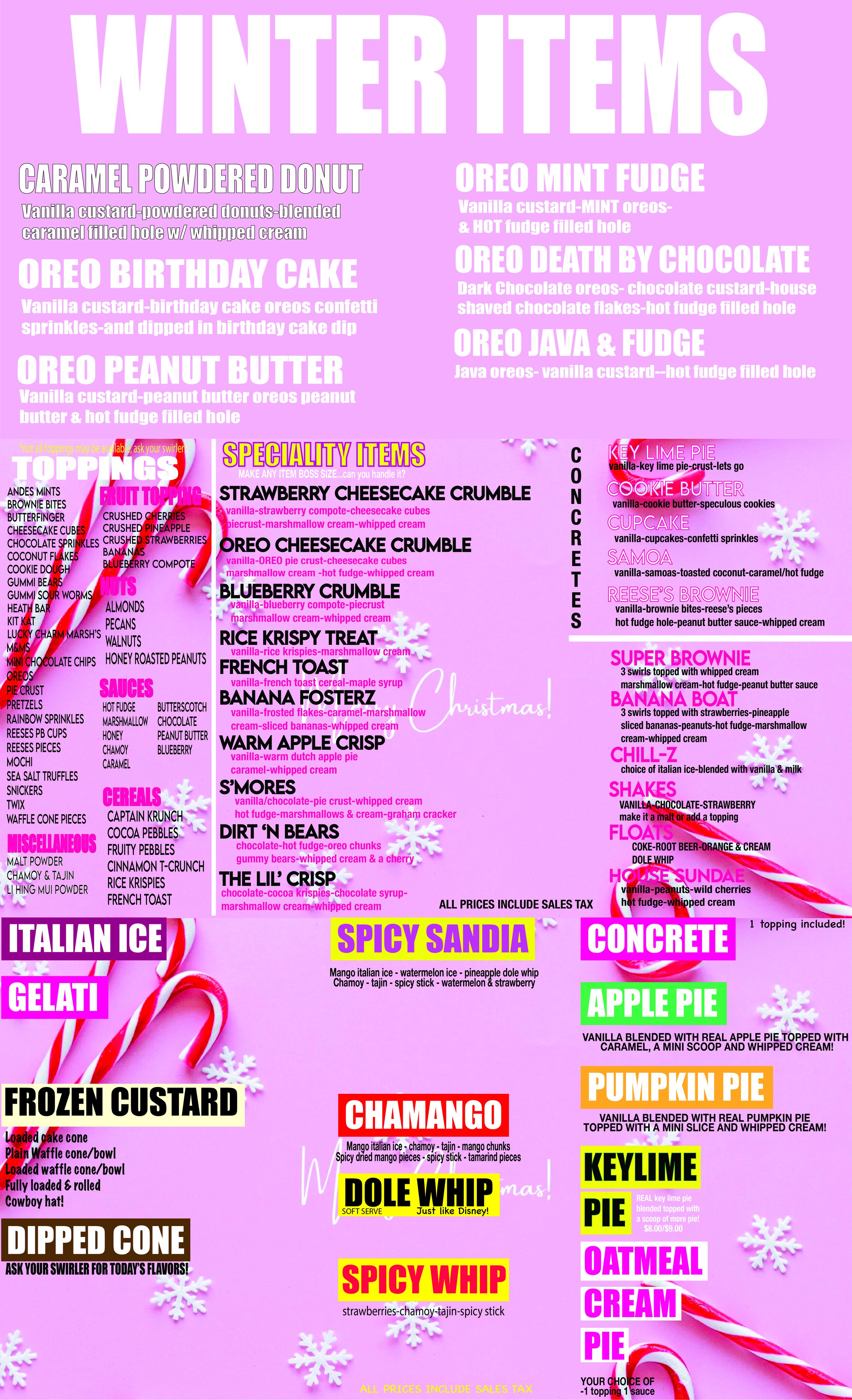 Menu — CJ's Italian Ice & Custard