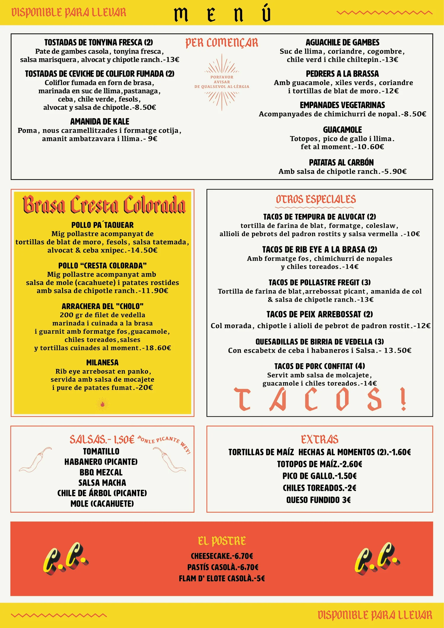 Catalan Menú — Cresta Colorada