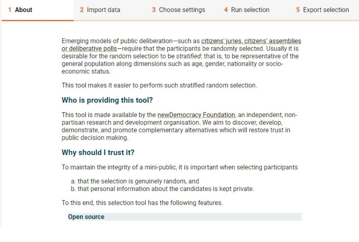 Stratified random selection tool — People Powered