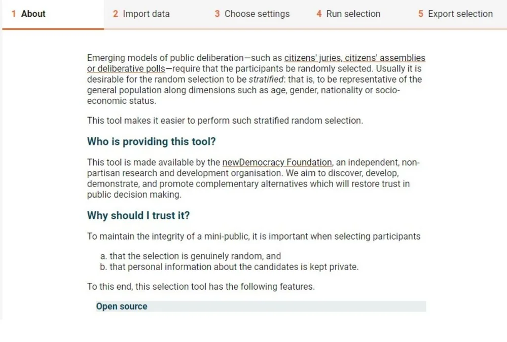 Stratified random selection tool — People Powered