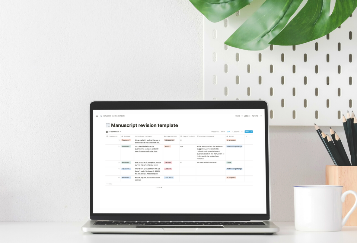A Notion template for revising your academic manuscript — Dr. Chelsea ...