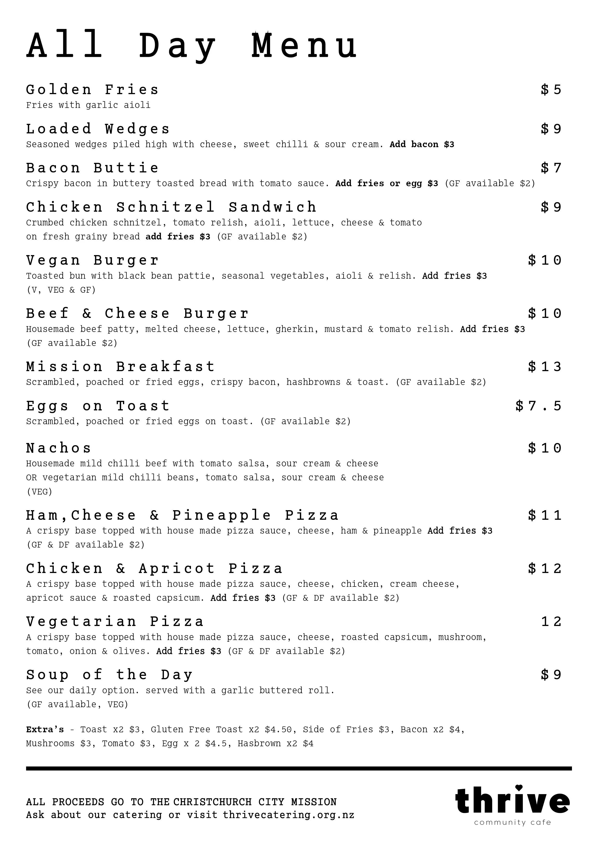 Menu 1 — Thrive Community Cafe & Catering