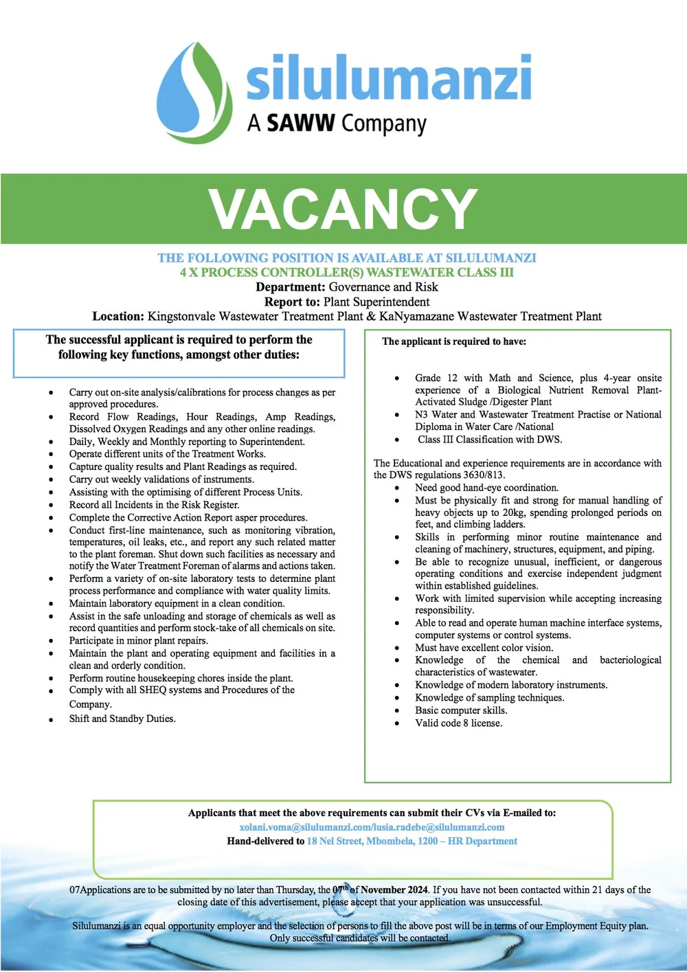 Vacancies — Silulumanzi