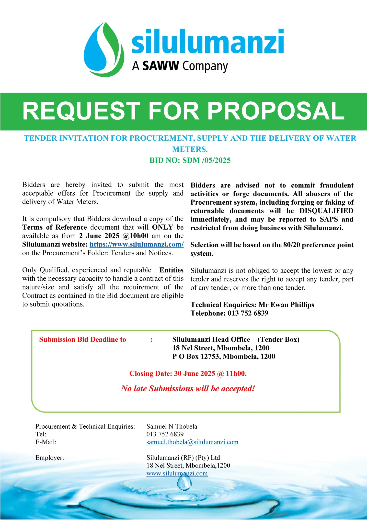 Invitations for Tender — Silulumanzi