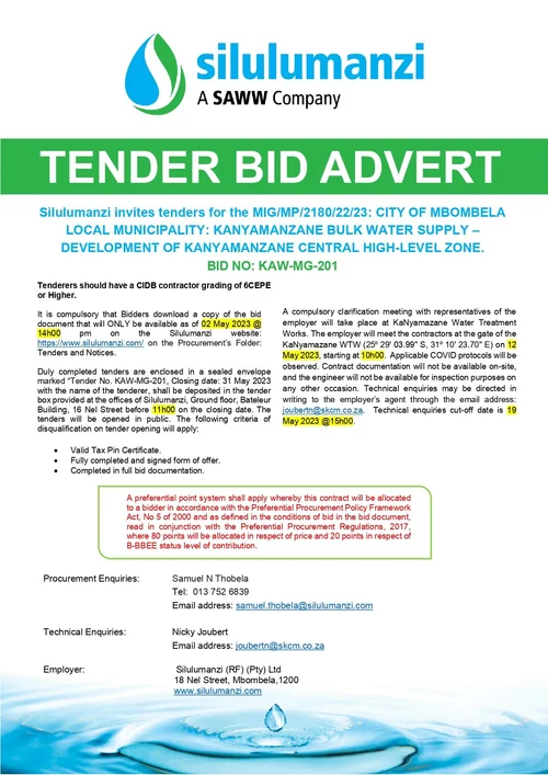 Invitations for Tender — Silulumanzi