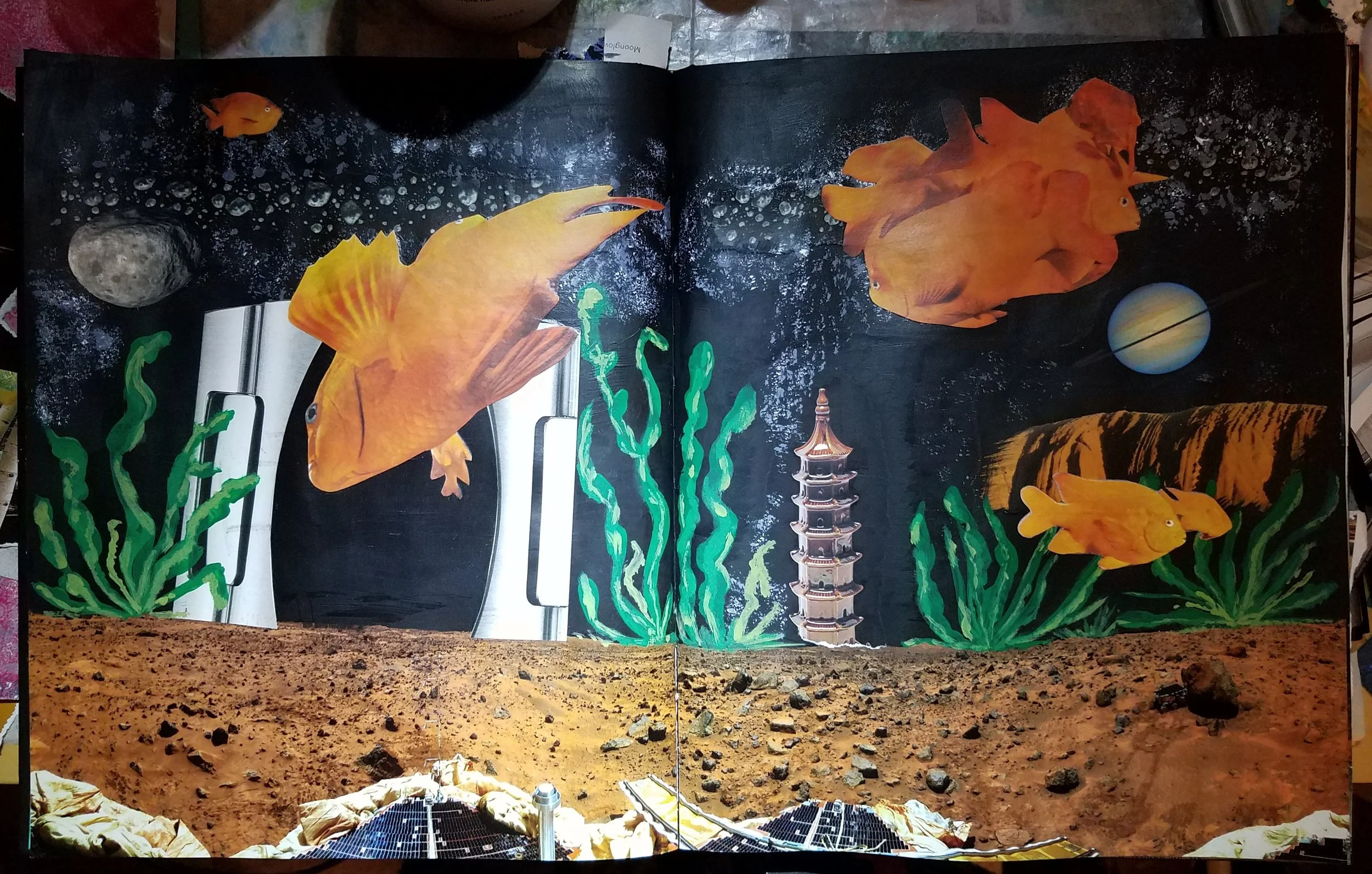 Negative painting - fish in space — Creative Junk Drawer