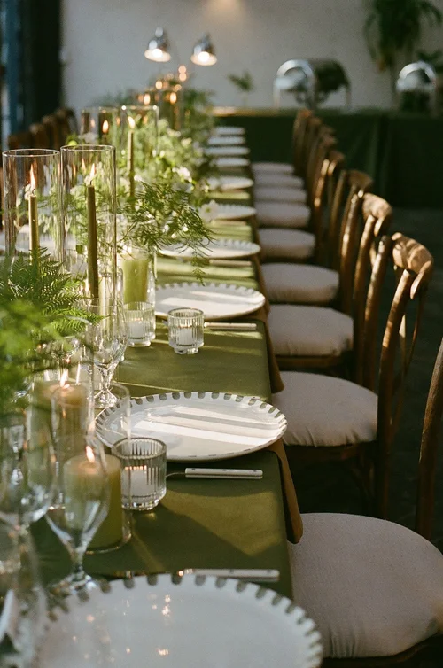 An intimate dinner with abundant candlelight & monochromatic ...
