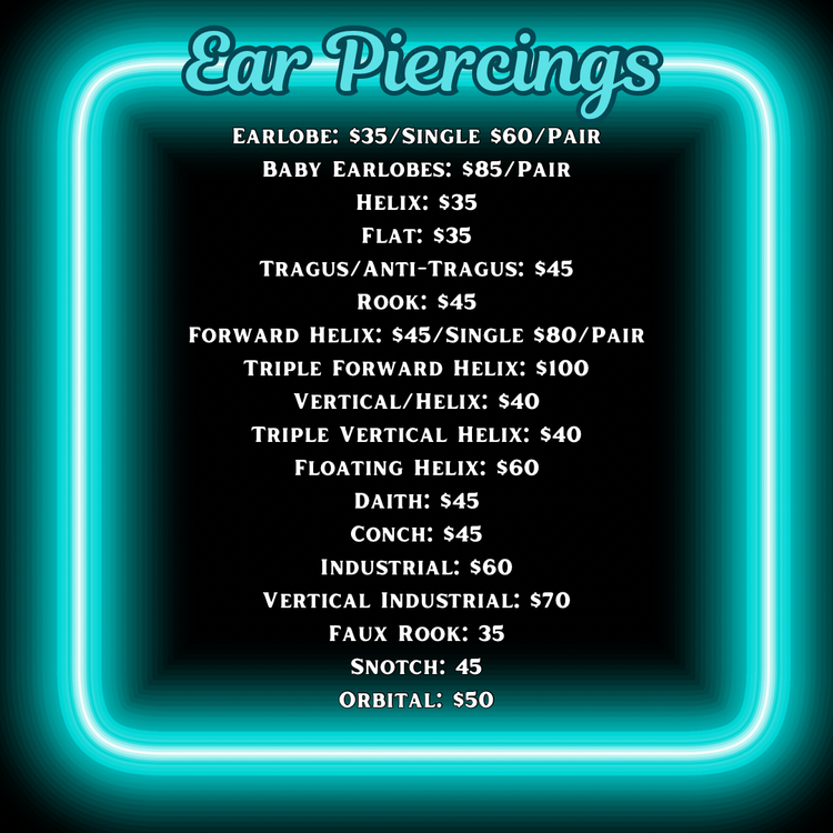 PIERCING PRICING — House of Colour Tattoo