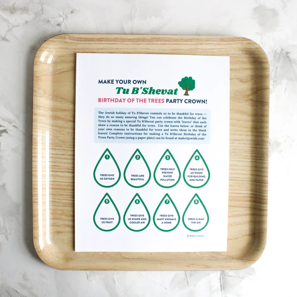 BIRTHDAY OF THE TREES PARTY CROWN — Make It Jewish
