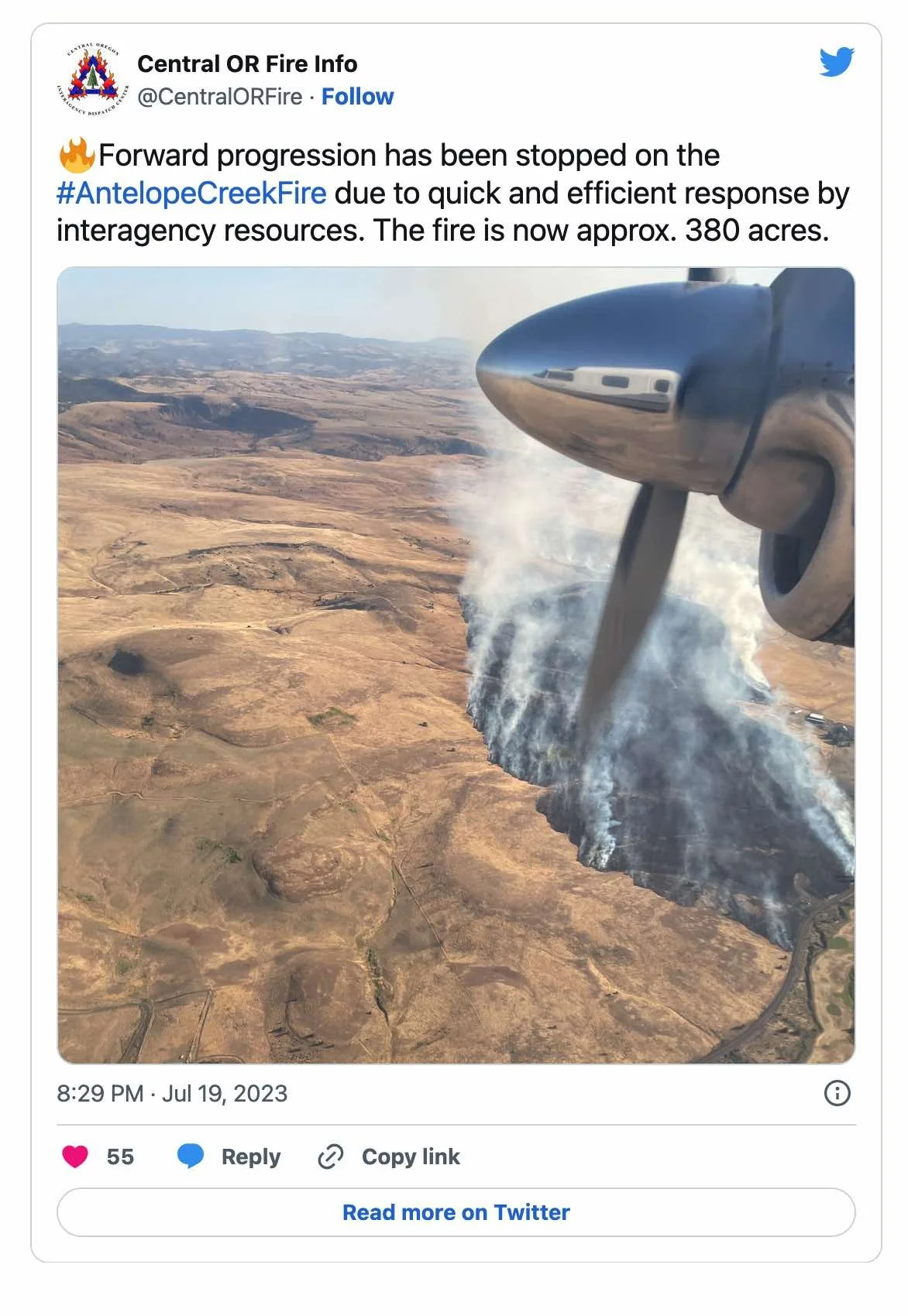 Antelope Creek Fire Burns 380 Acres in South Wasco County — Columbia ...