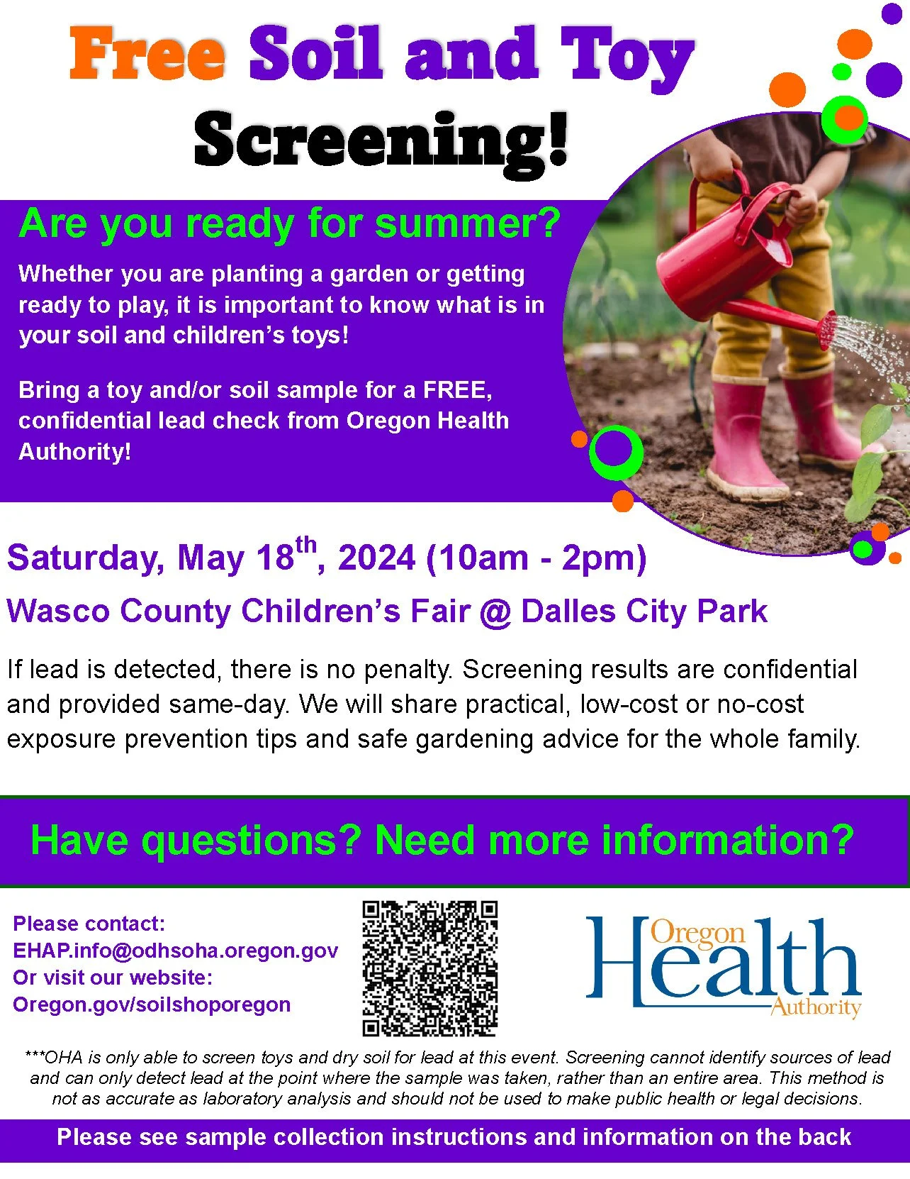 Free Lead Screenings for Toys and Yard Soil at the Wasco County ...