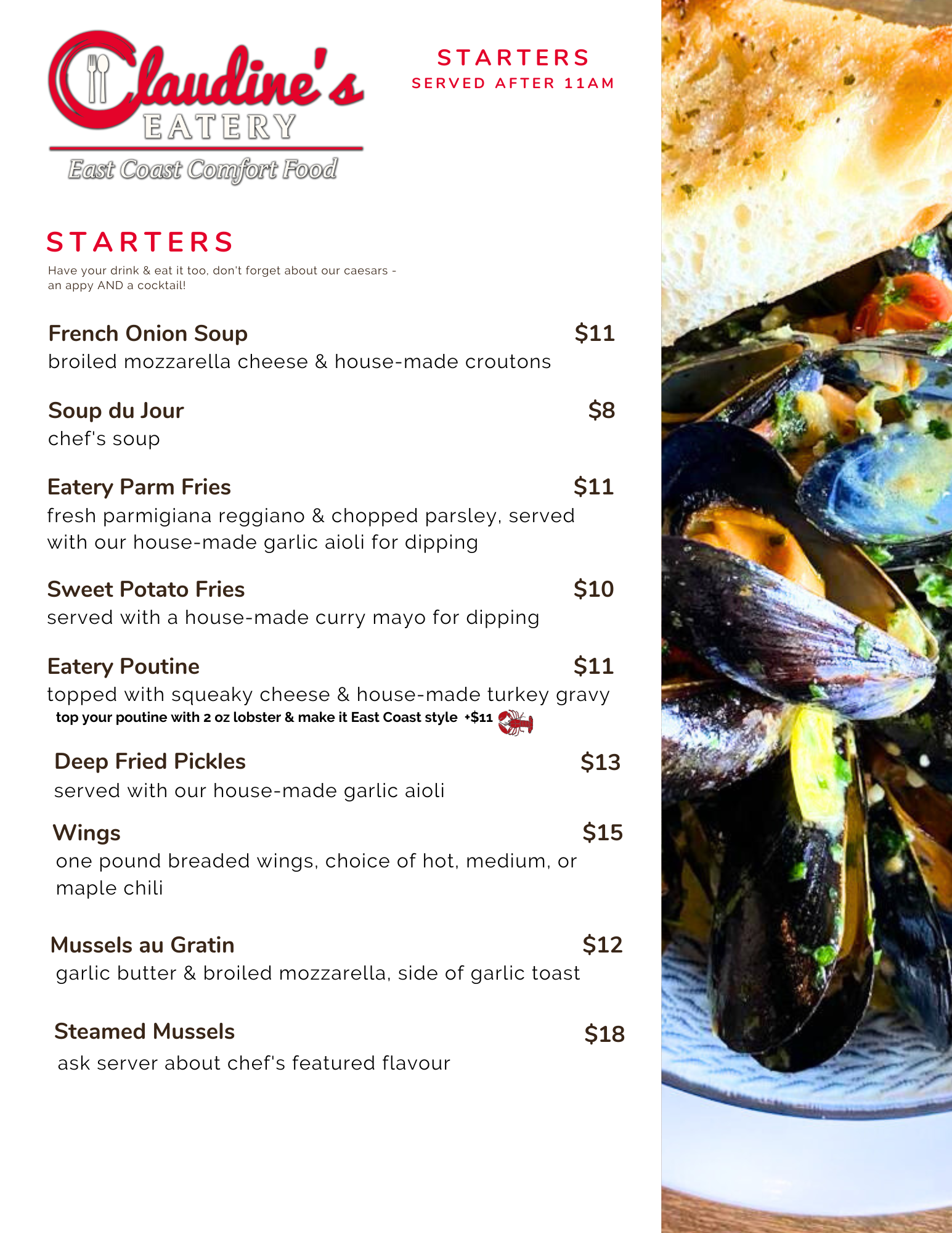 MENU — Claudine's Eatery