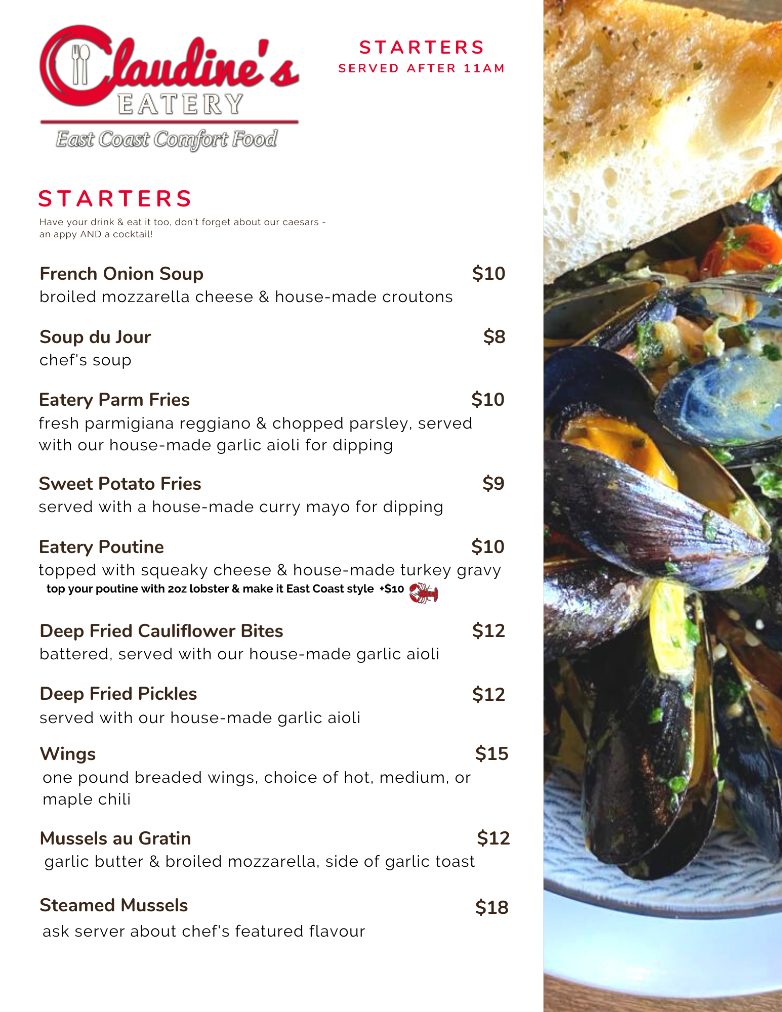 MENU — Claudine's Eatery