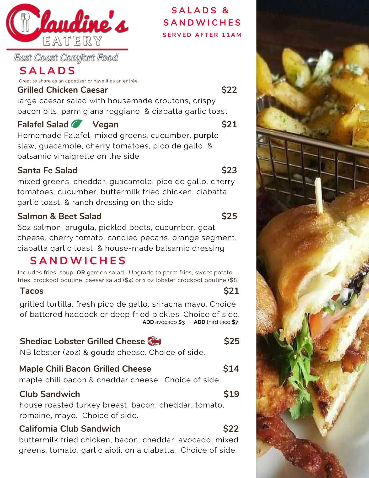 MENU — Claudine's Eatery