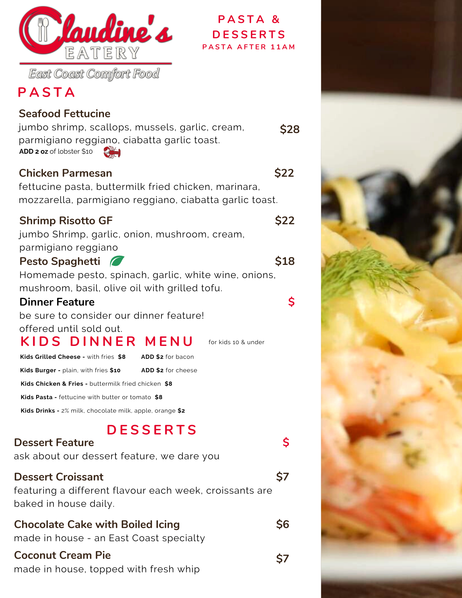 MENU — Claudine's Eatery