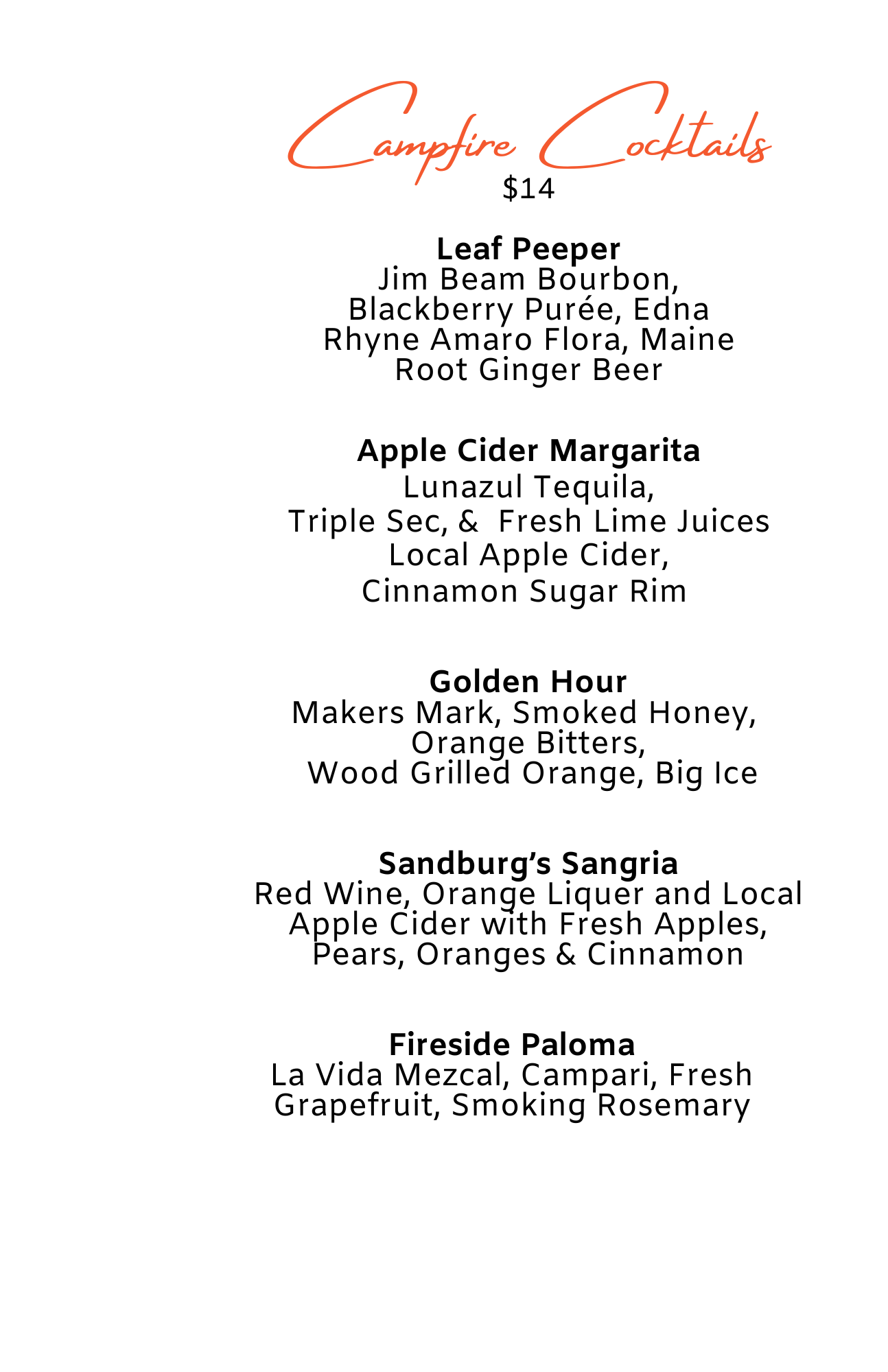 Menus — Campfire Grill