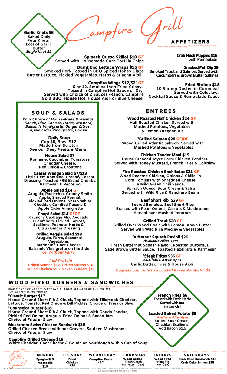 Menus — Campfire Grill