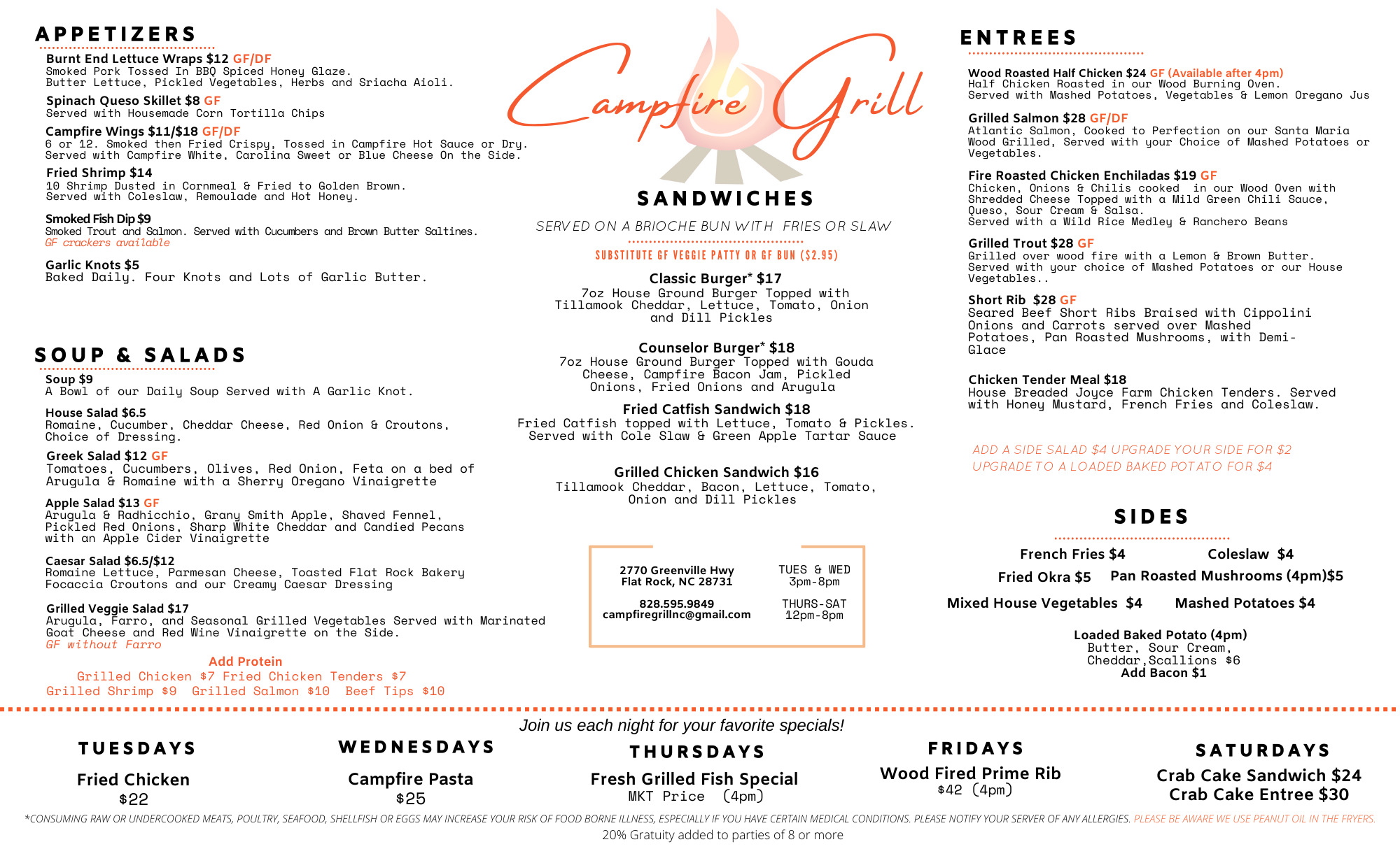 Menus — Campfire Grill