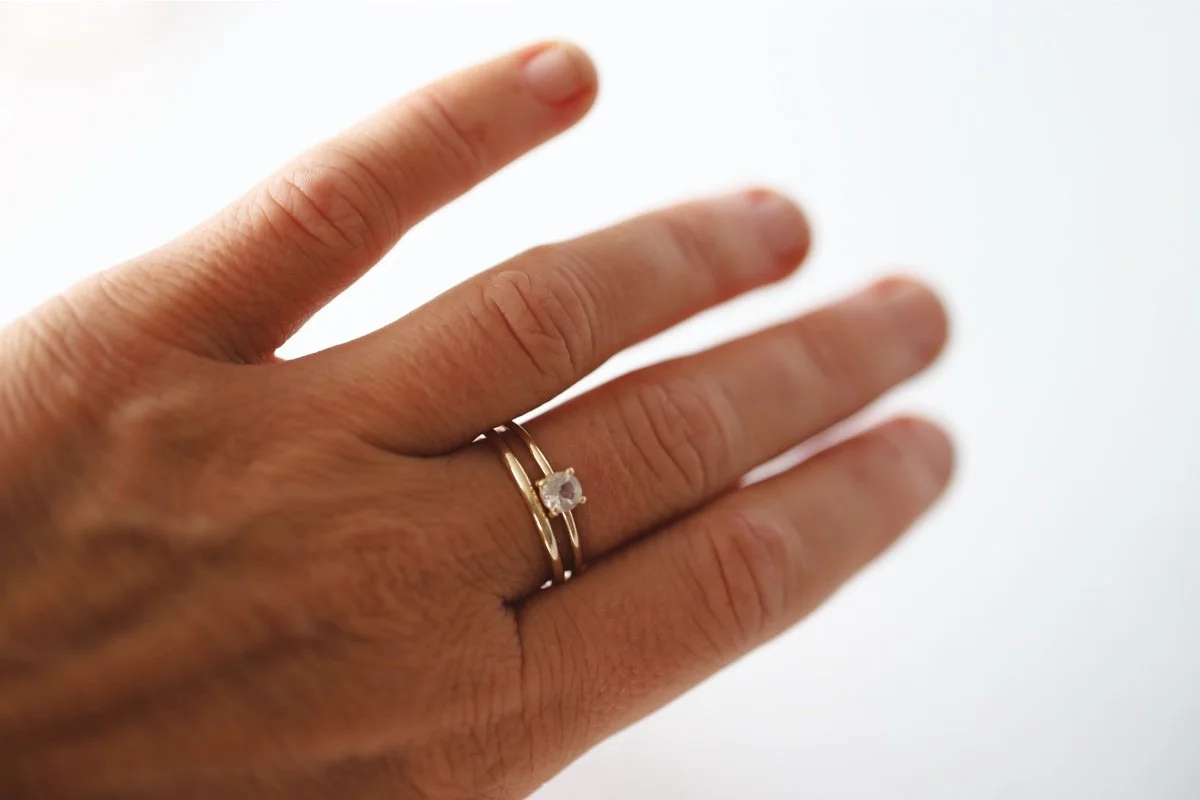 stacking ring, slim band, thin wedding ring — Only Through Shadows