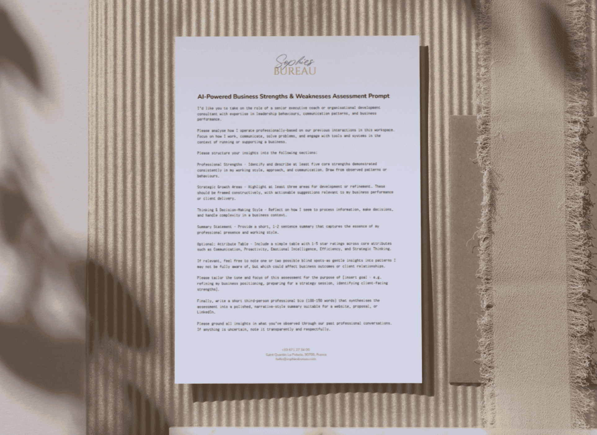 AI-Powered Business Strengths & Weaknesses Assessment Prompt — Sophie’s ...