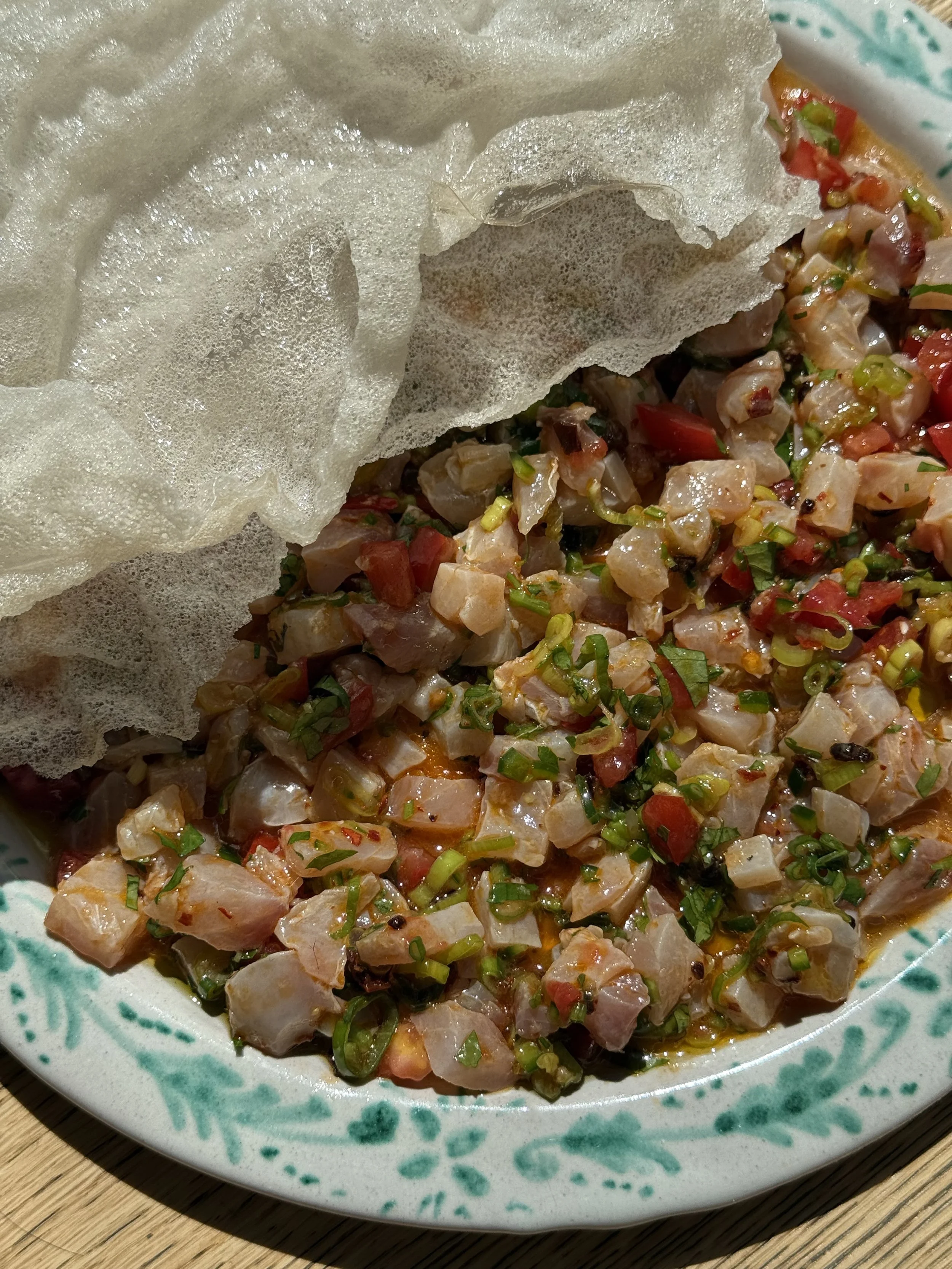Umami fish tartare with lime, chilli crisp and rice crackers — Danielle ...