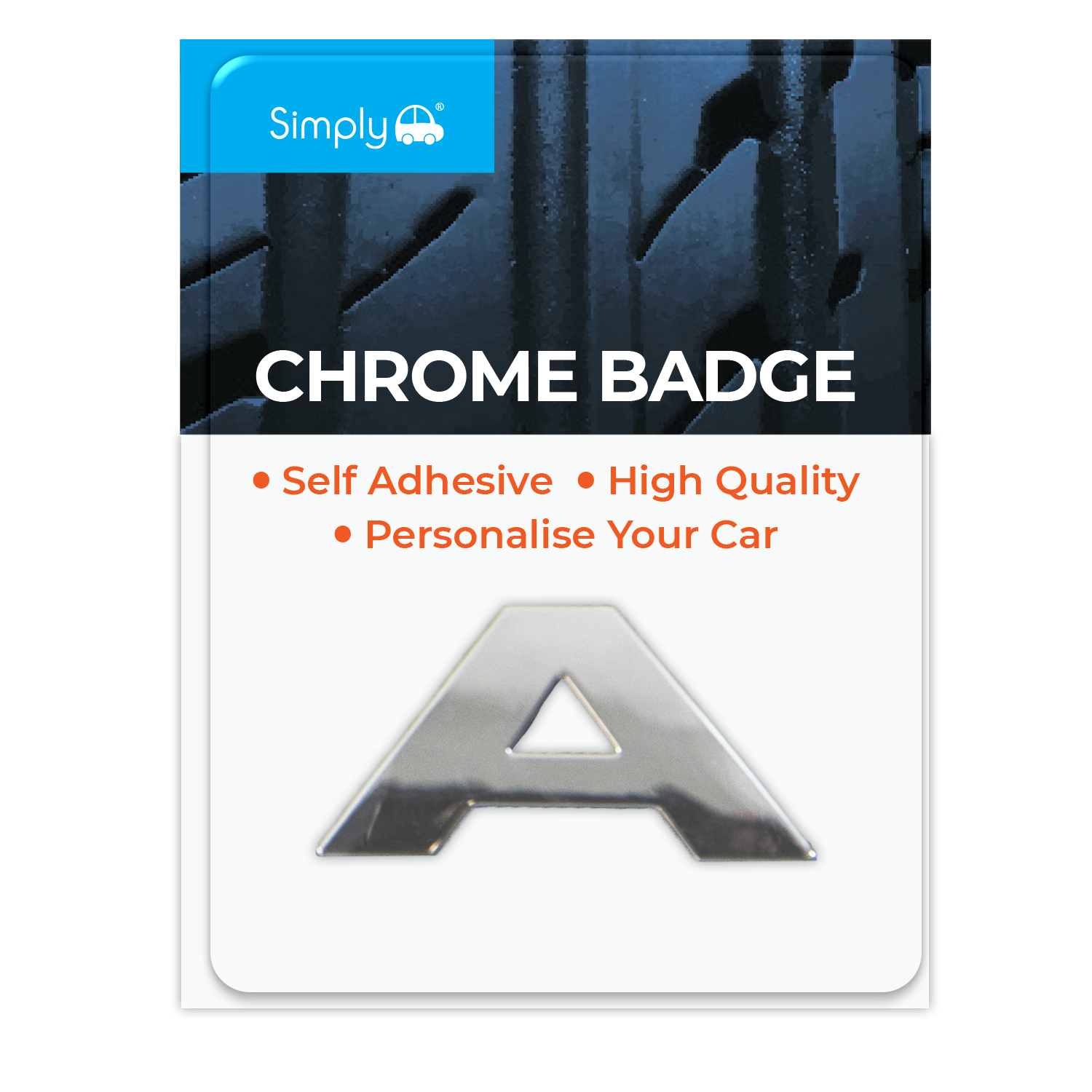 Simply Brands — 3D Chrome Effect Self Adhesive Badges (Various Symbols)