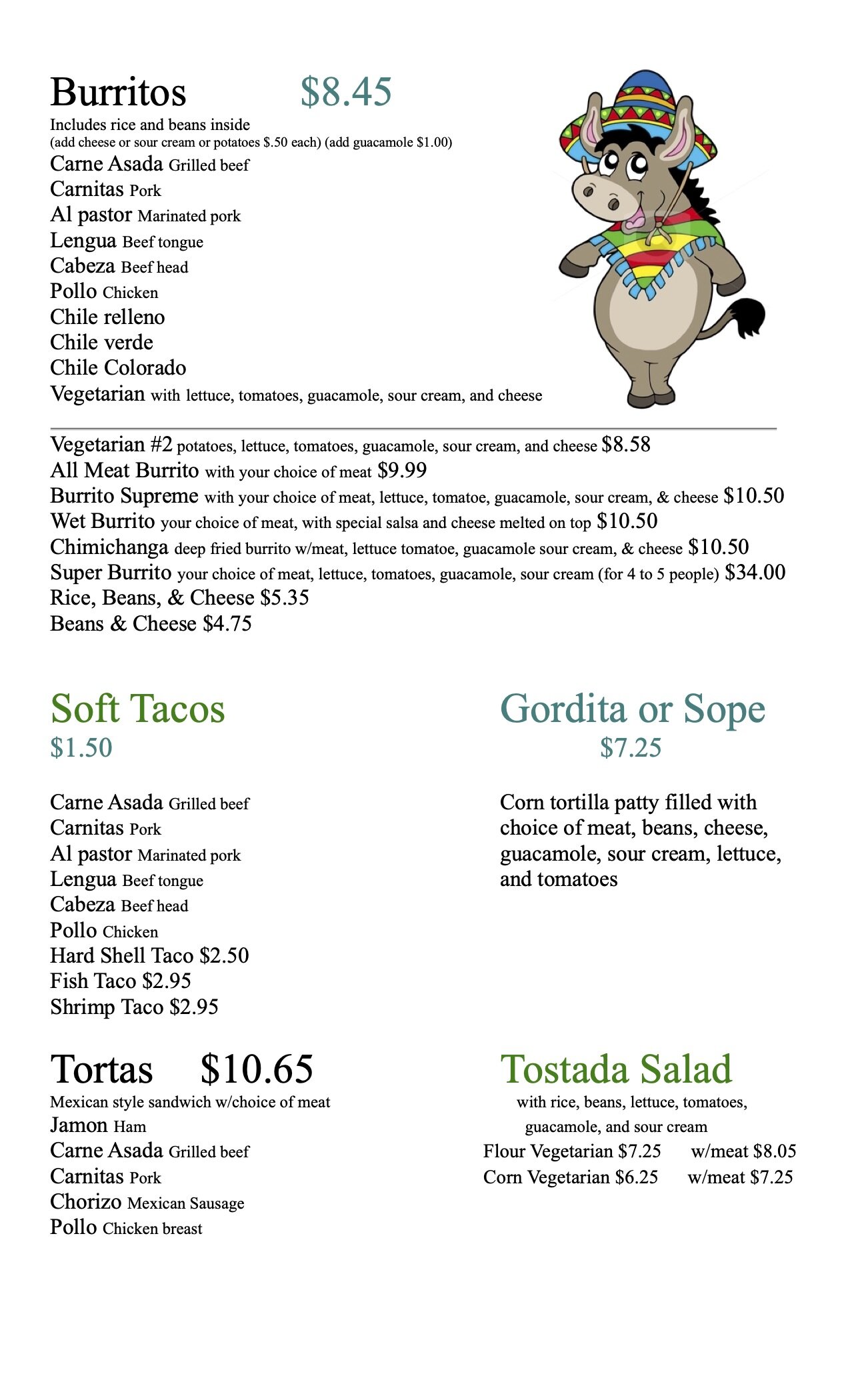 Menu — Gloria's Kitchen