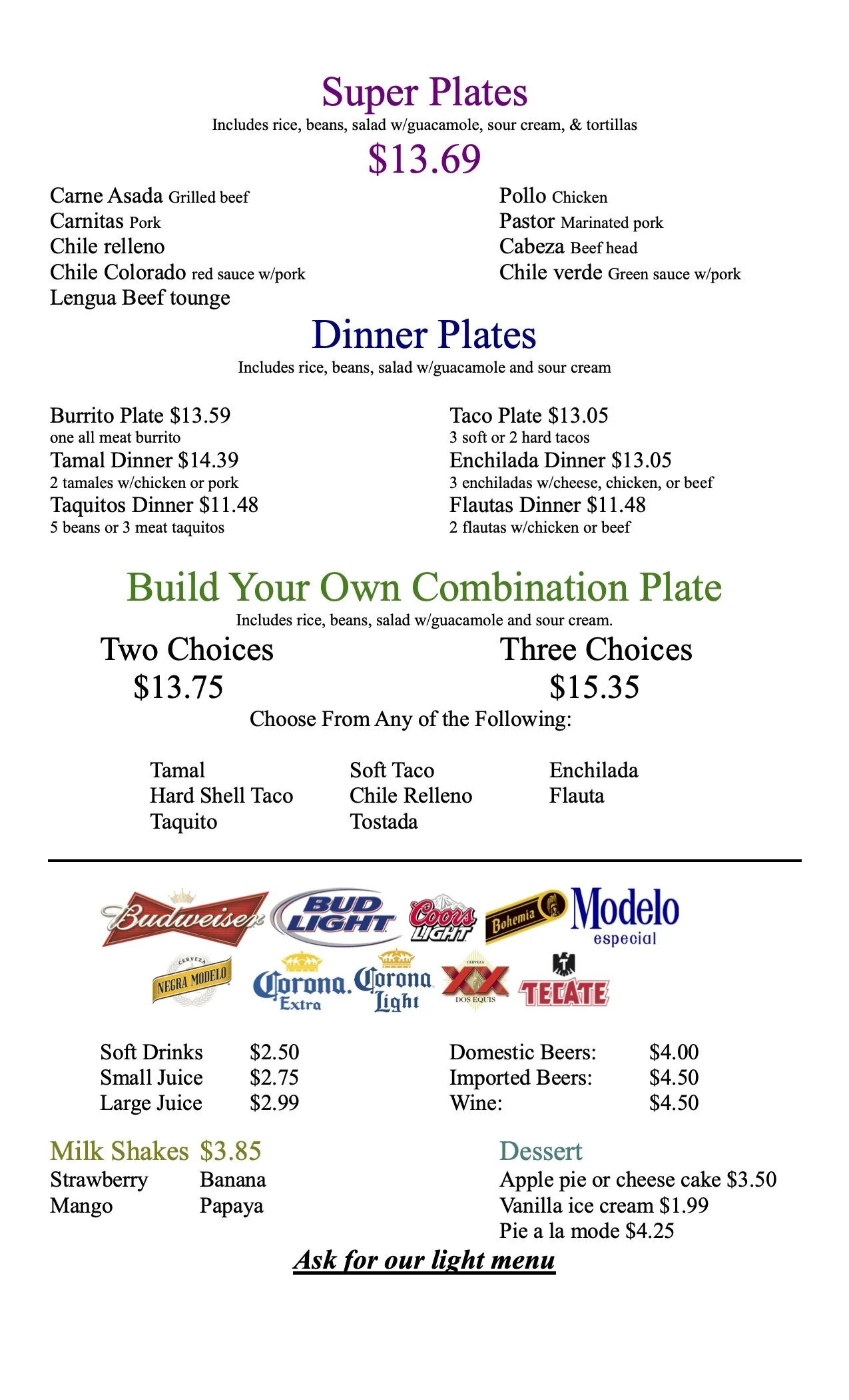 Menu — Gloria's Kitchen