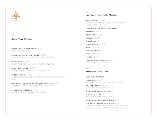 Daytime Menu — Kasama