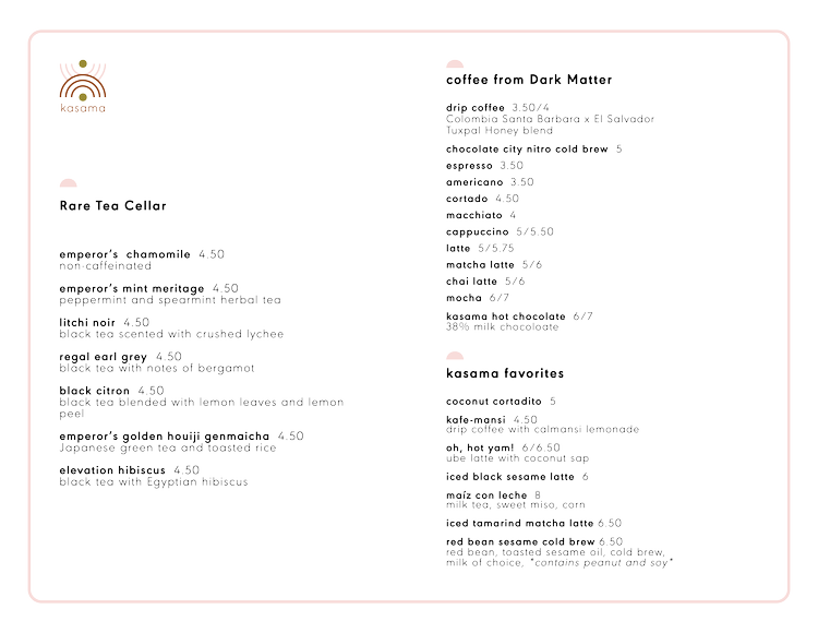Daytime Menu — Kasama