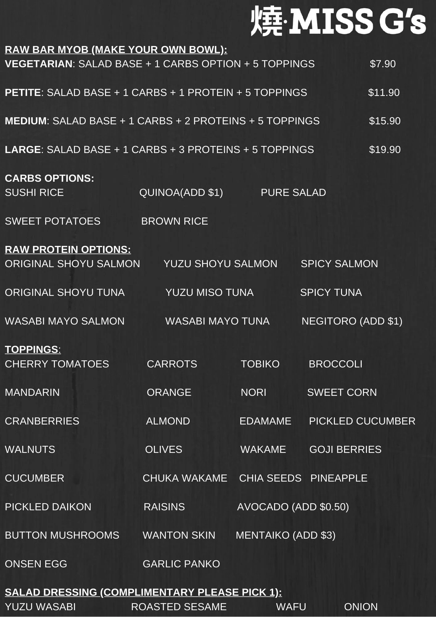 Lunch — Miss G's Grill & Bar